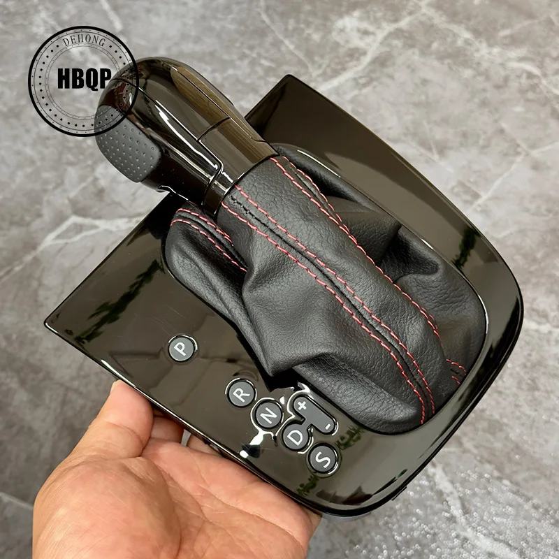 Leather-Black-Or-red-line-Stitching-AT-DSG-Gear-Shift-Knob-Lever-Cover ...