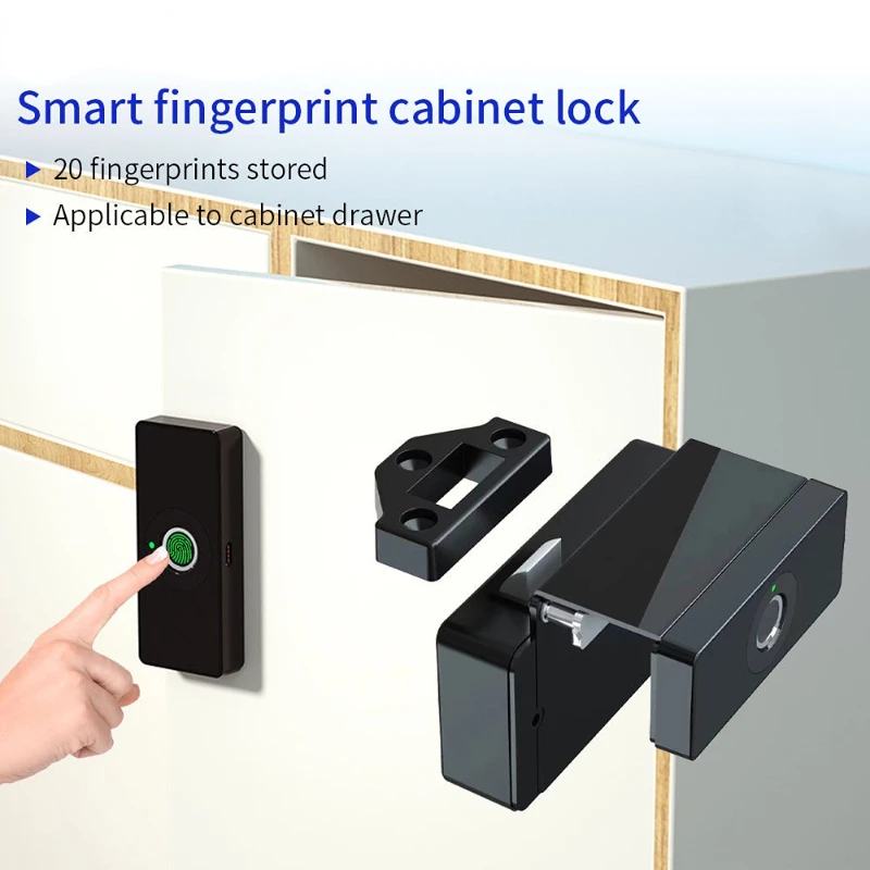 Smart Wood Door Lock Fingerprint Drawer Lock Keyless Fingerprint Unlock ...