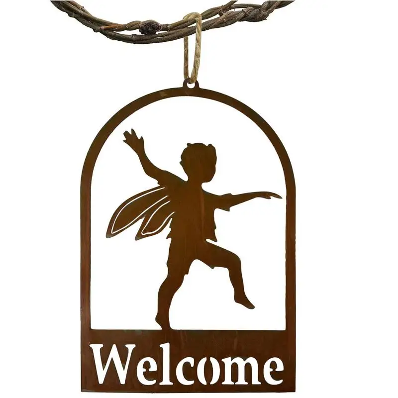 Welcome-Metal-Sign-With-Metal-Angel-Boy-Metal-Door-Sign-Welcome-Cutout ...
