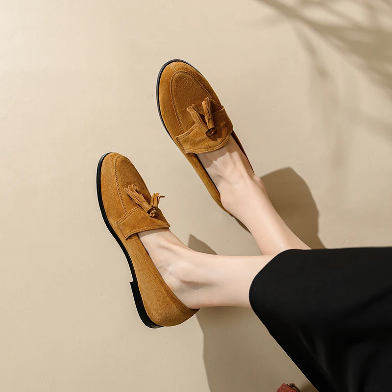 Simple Style Slip On Flat Shoes Lady Mules Spring Autumn Women Fringe ...