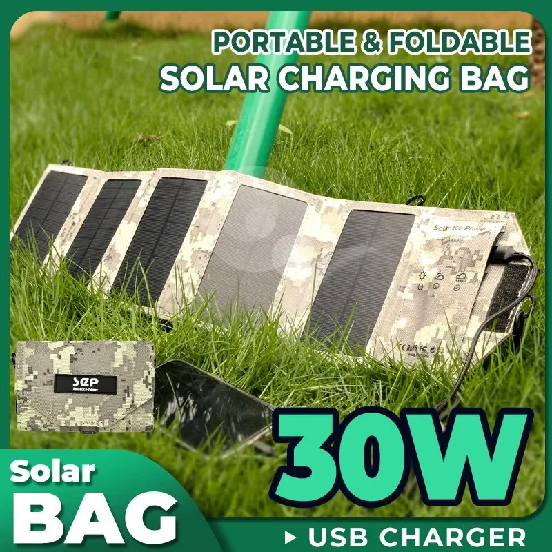 Solar Panel Bag Portable Lightweight 30W 5V Mono Waterproof Foldable ...