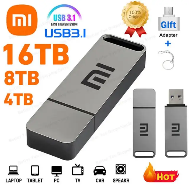 Xiaomi Original 16TB USB 3.1 Flash Drive High-Speed Pen Drive Metal ...