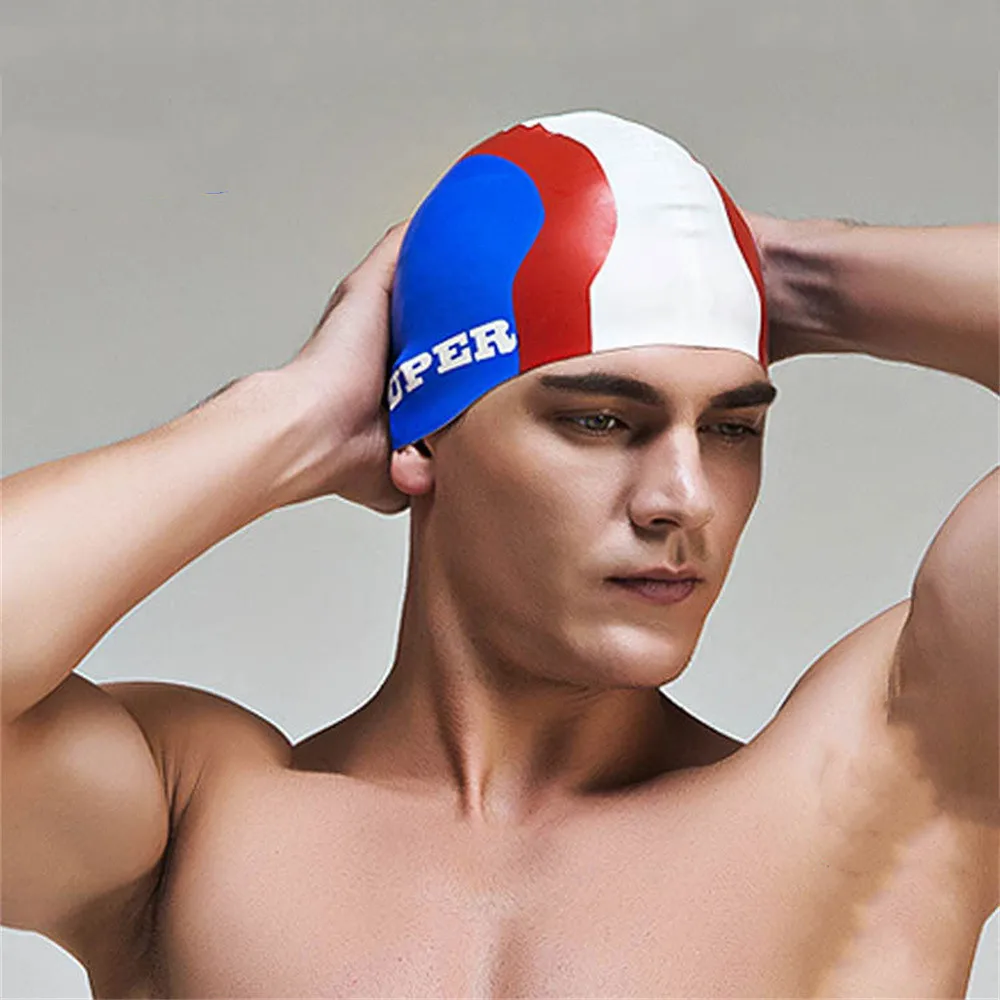 Women-Men-Striped-Silicone-Swimming-Cap-Adult-Waterproof-Summer-Swim ...