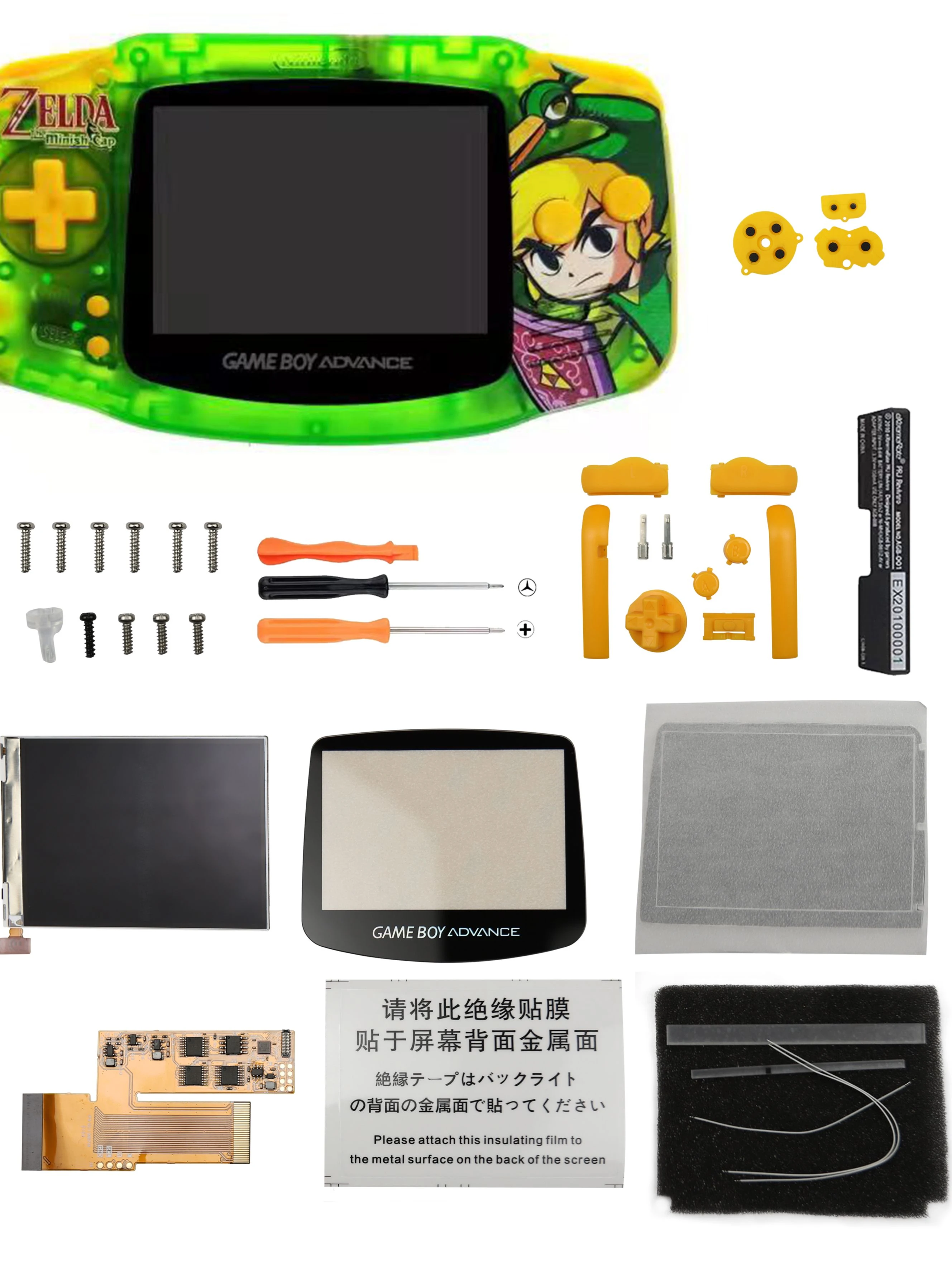 Gba Sp Shell Ips V2 Screen Kits With Pre-cut Shell Case For Gba ...