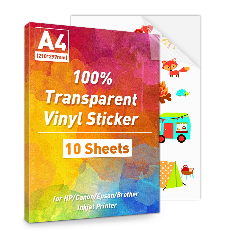 100-Transparent-A4-Paper-Sheets-Adhesive-Printable-Label-Sticker-Paper ...