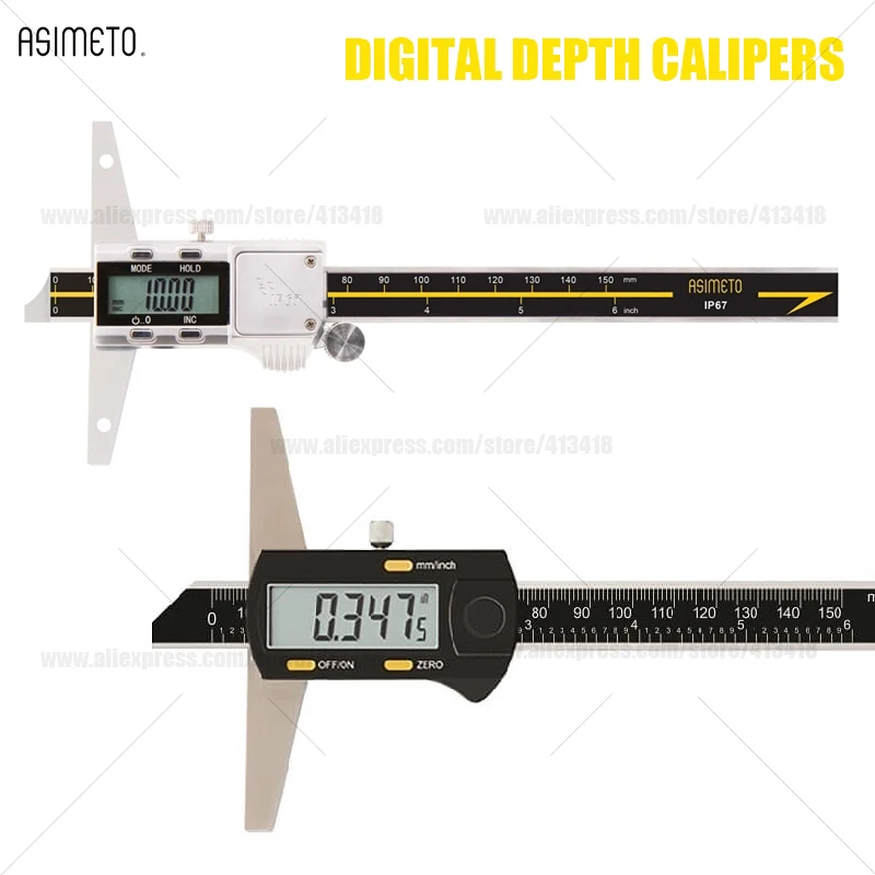 Germany ASIMETO Digital Depth Caliper With Single hook 0-150mm 0-200mm ...