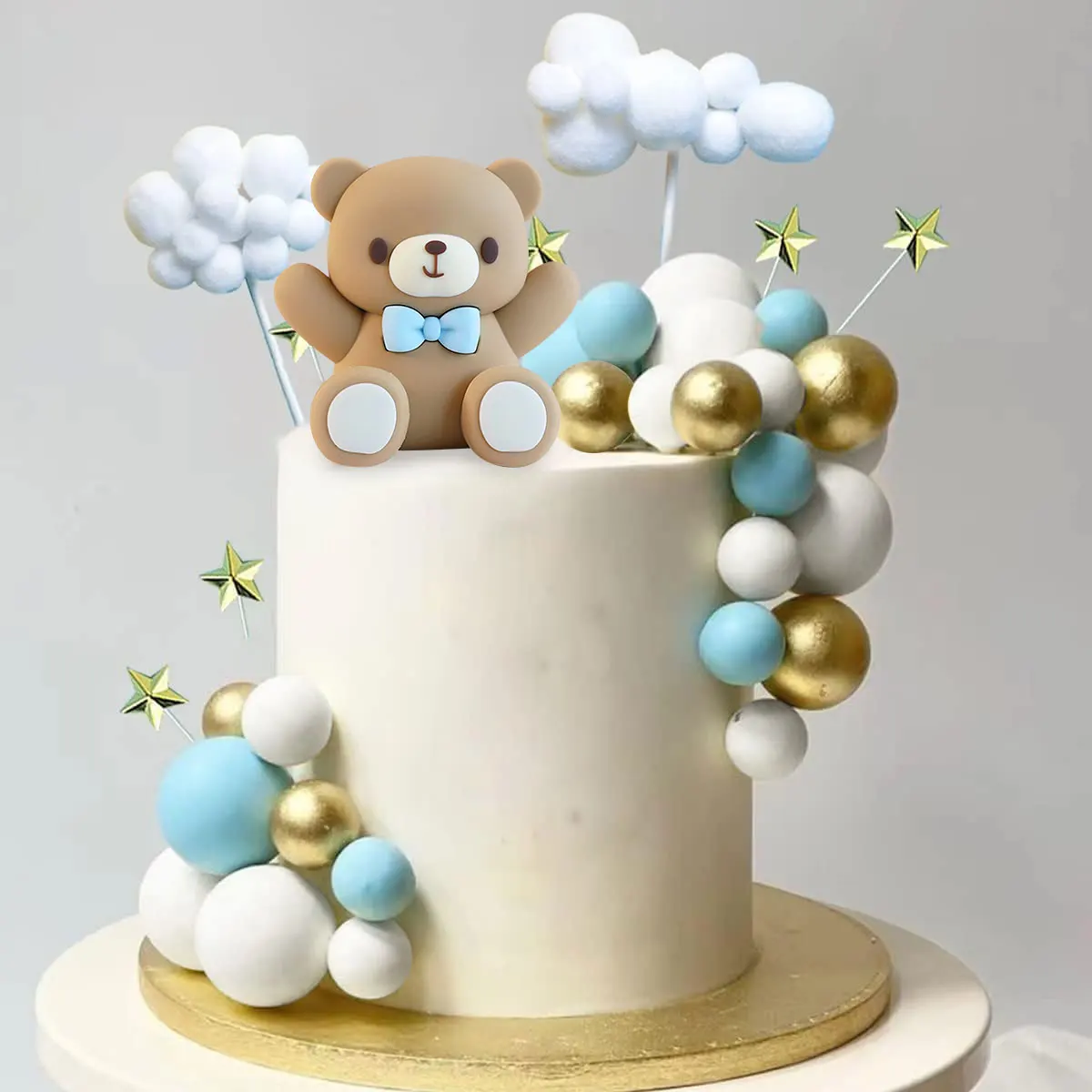 33PCS-Bear-Cake-Toppers-Balls-Cake-Decorations-with-Stars-Clouds-Cake ...