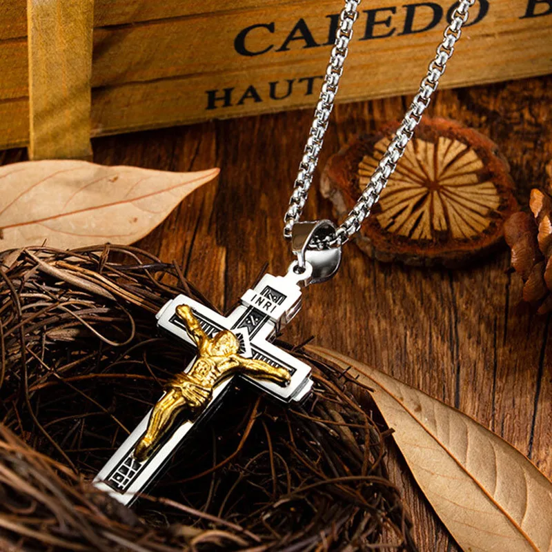 Fashion Mens Jewellery Cross Pendant Jesus Necklace Men Religious Hip ...