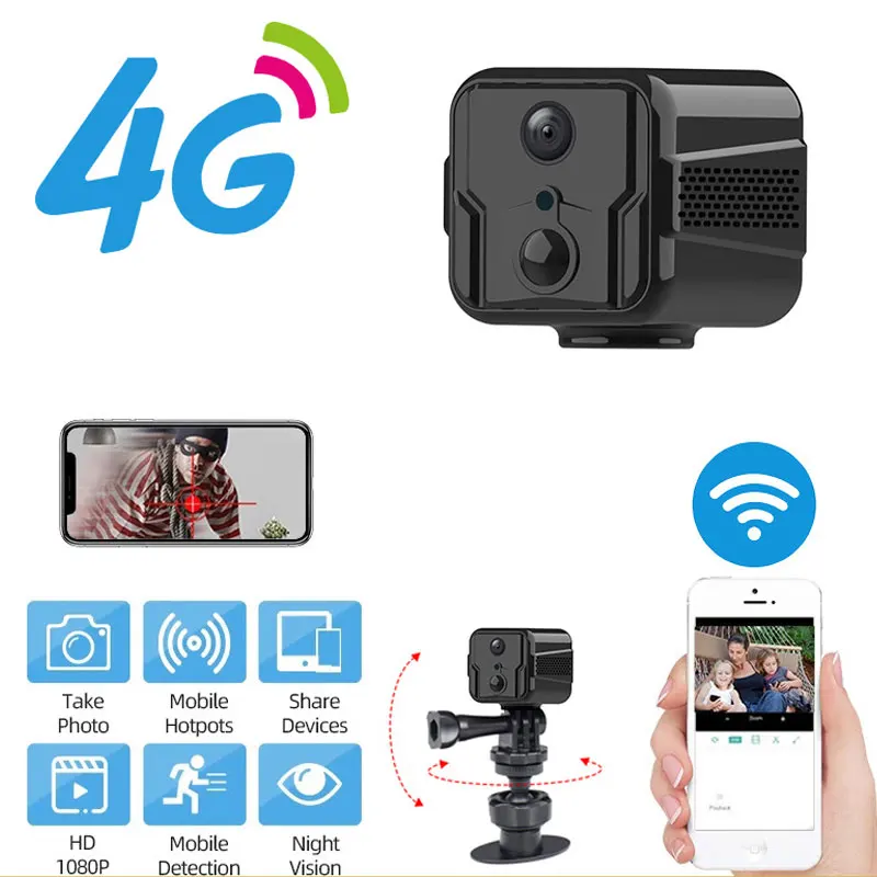 4G WiFi Wireless Surveillance Mini Camera Cloud Storage Remote Call ...