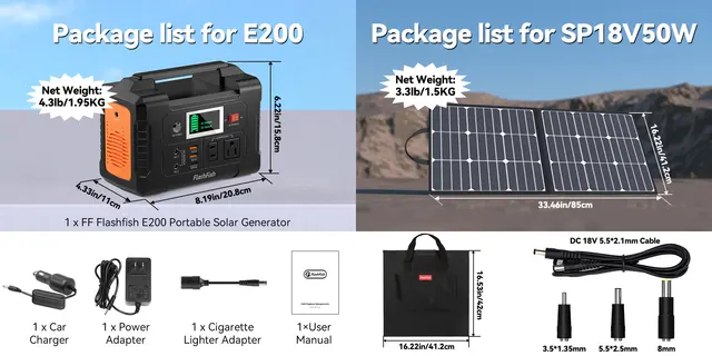 FF Flashfish E200 151Wh Solar Generator with Solar Panel 200W Portable ...