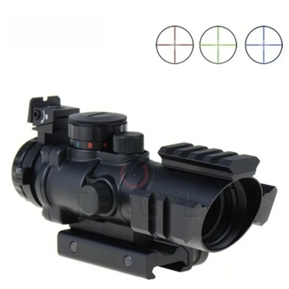 Adjustable 4×32 Red Dot 1x 4x Scope Red Dot Tactical Scope 20mm Rail ...