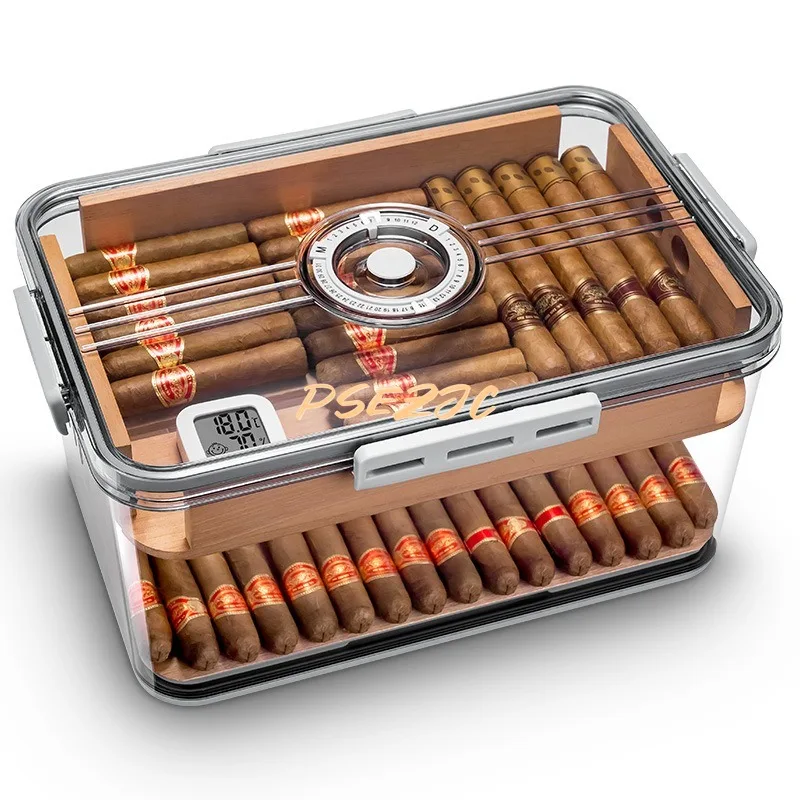 Simple-and-Portable-Large-Capacity-Plastic-Transparent-Cigar-Box-with ...