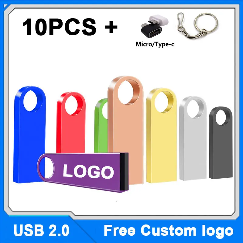 10PCS-Free-Custom-Logo-Metal-Pen-Drive-Flash-Disk-For-Publicity-Gift ...