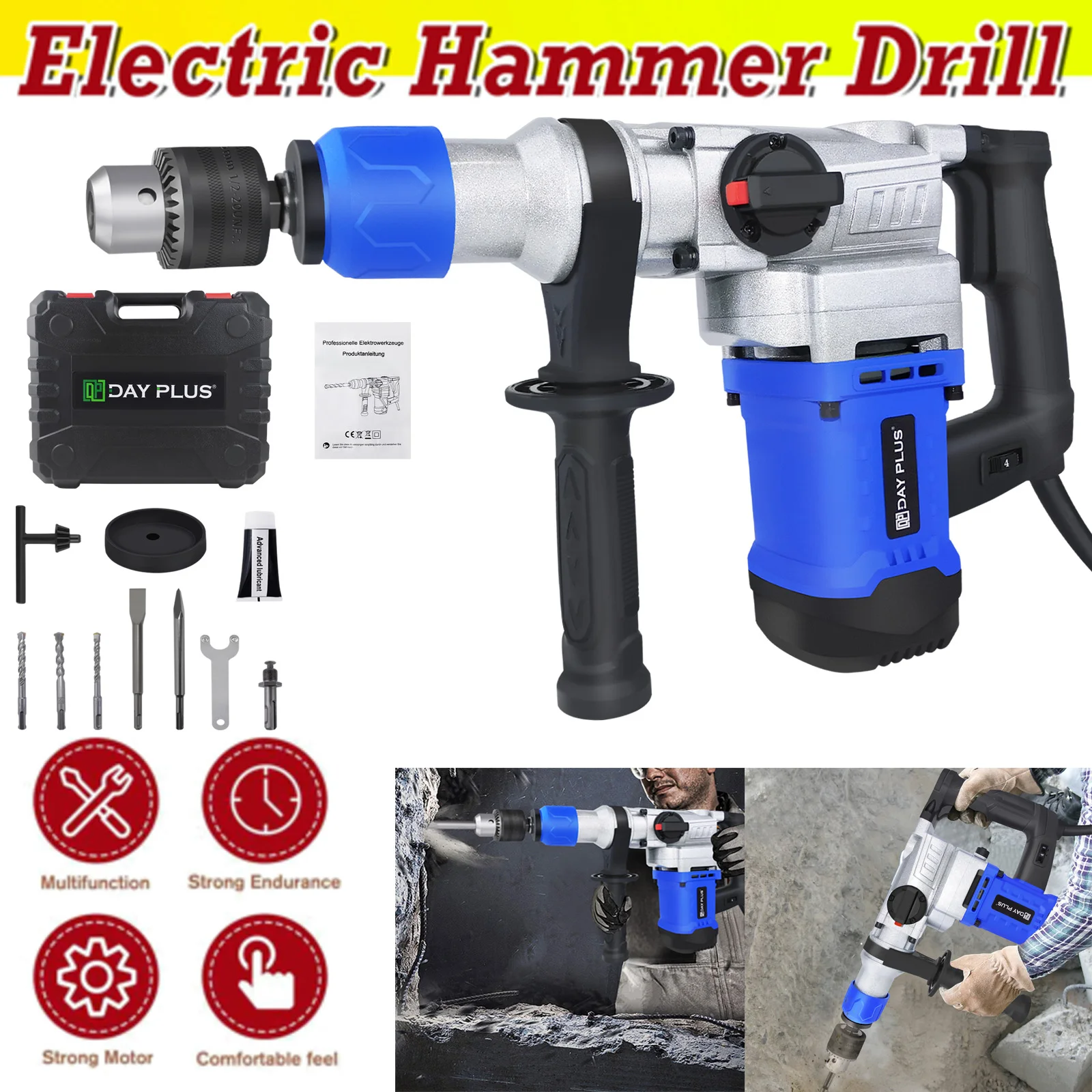 DayPlus-SDS-Plus-Rotary-Hammer-Drill-1500W-Power-Multifunction-Hammer ...