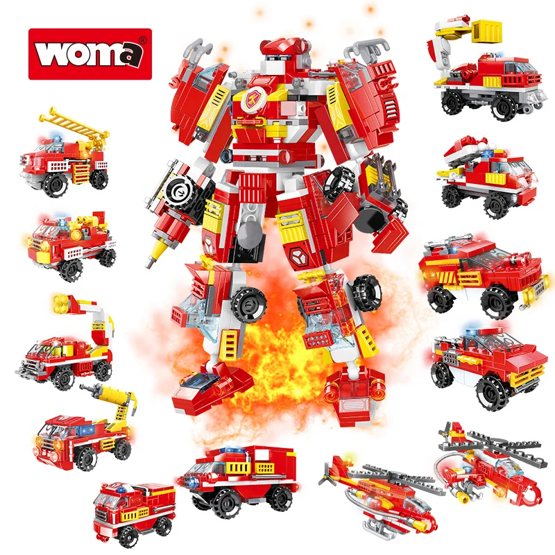 WOMA-TOYS-13-in-1-Transform-Robot-Building-Block-Model-Fire-Truck ...