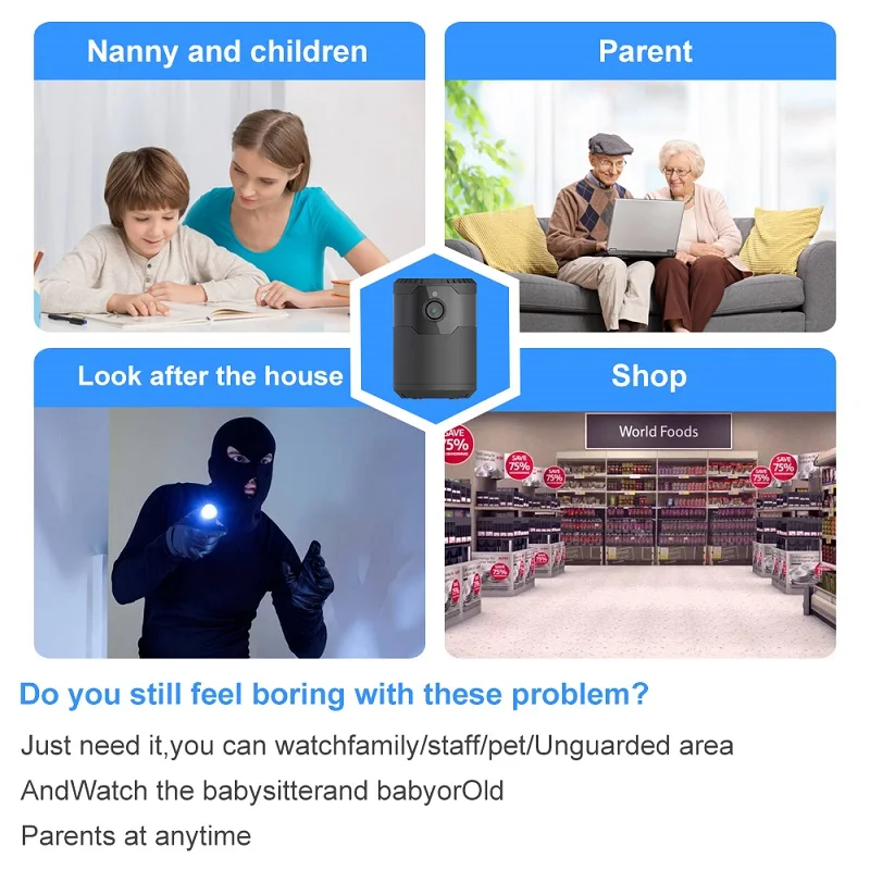 Caméra miniature,Mini caméra de surveillance Robot IP WiFi sans fil ...