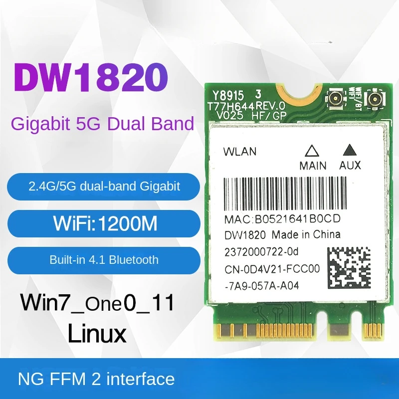 Tarjeta-WiFi-inal-mbrica-1820-DW1820-WLAN-802-11AC-BT-4-1-QCNFA344A-M-2 ...