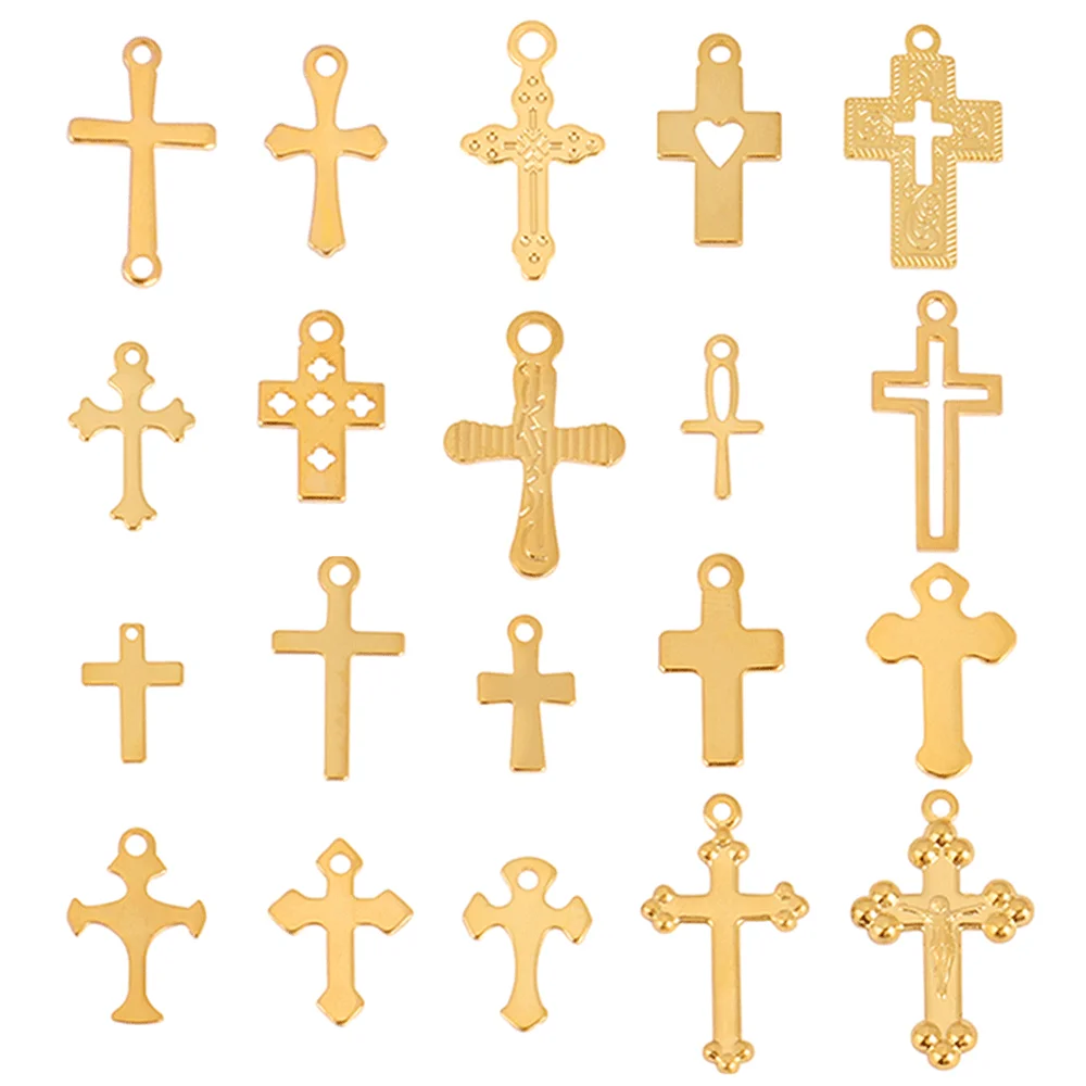 30pcs Stainless Steel Charms Cross Pendants For Diy Jewelry Making ...