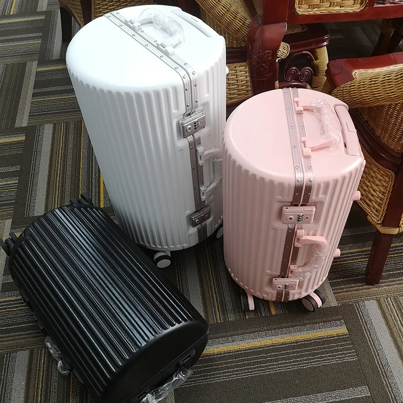 New-round-tube-travel-luggage-hard-case-student-trolley-suitcase-20-24 ...