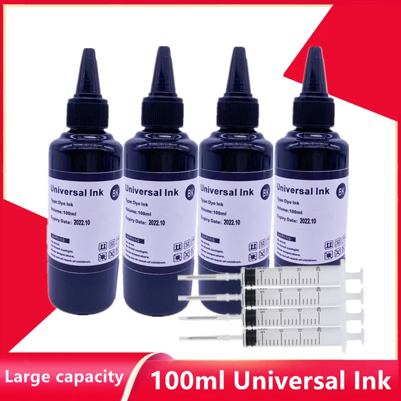 400ML Black Universal Refill Dye Ink Kit For All Epson For Canon For HP ...