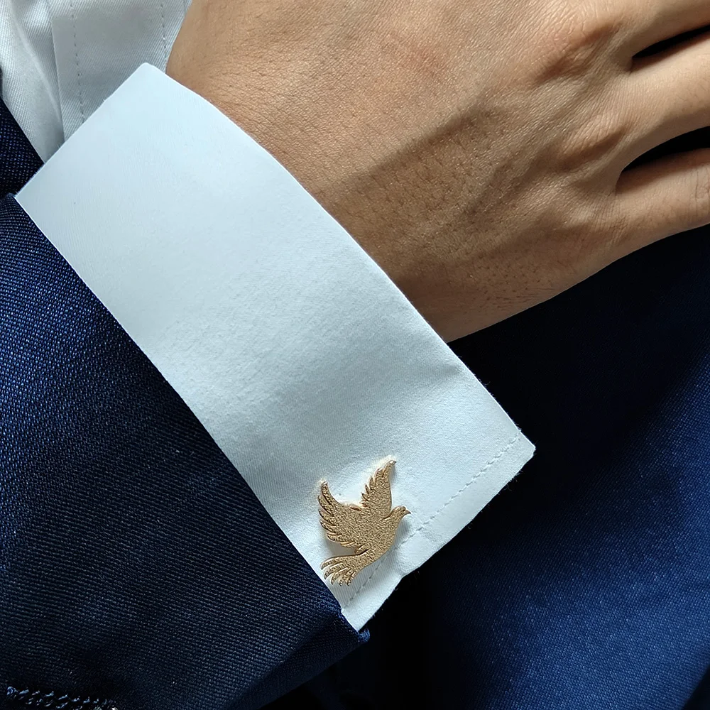 Dove of Peace Cufflinks For Mens Stainless Steel Animal Jewelry Hollow ...