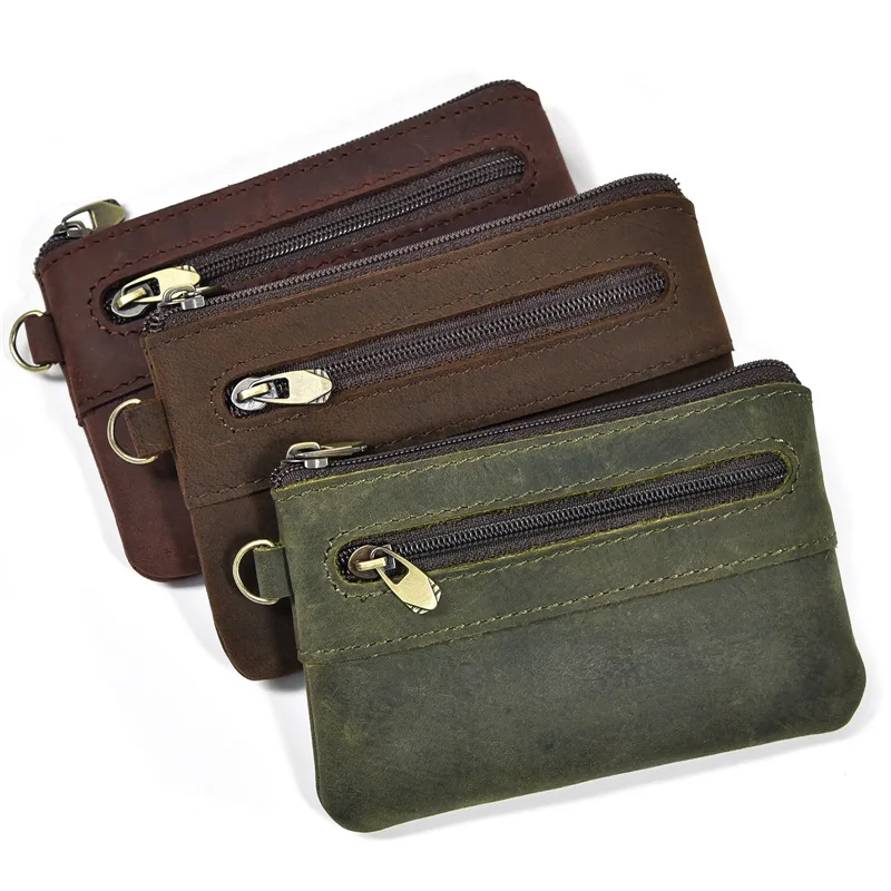 Genuine Leather Short Wallet for Coins Men Women Coin Purse Card Holder ...