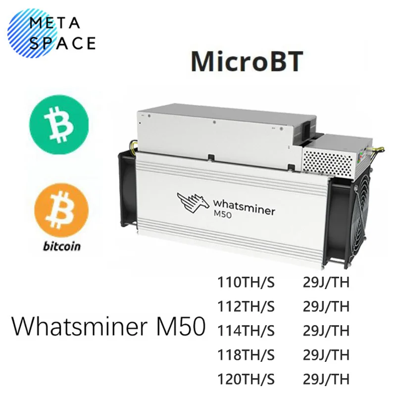 New Whatsminer M50 120T/118T/112T/110TH/S from MicroBT SHA-256 29 J/T Asic Miner BTC Bitcoin ...
