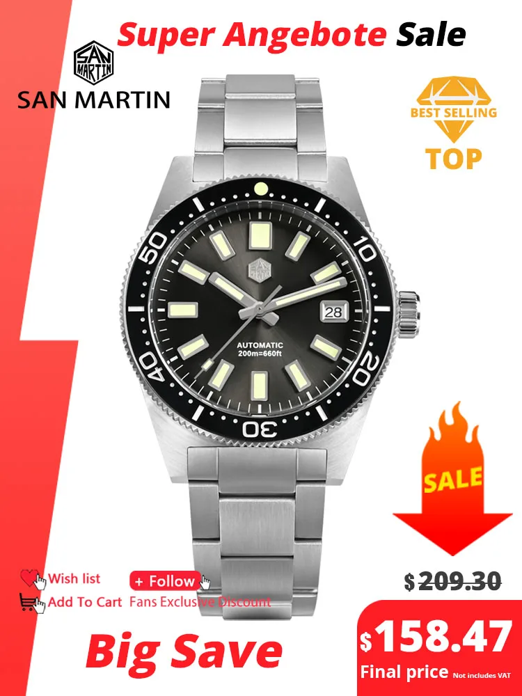 San-Martin-Reloj-de-buceo-NH35-para-hombre-cron-grafo-mec-nico-autom ...