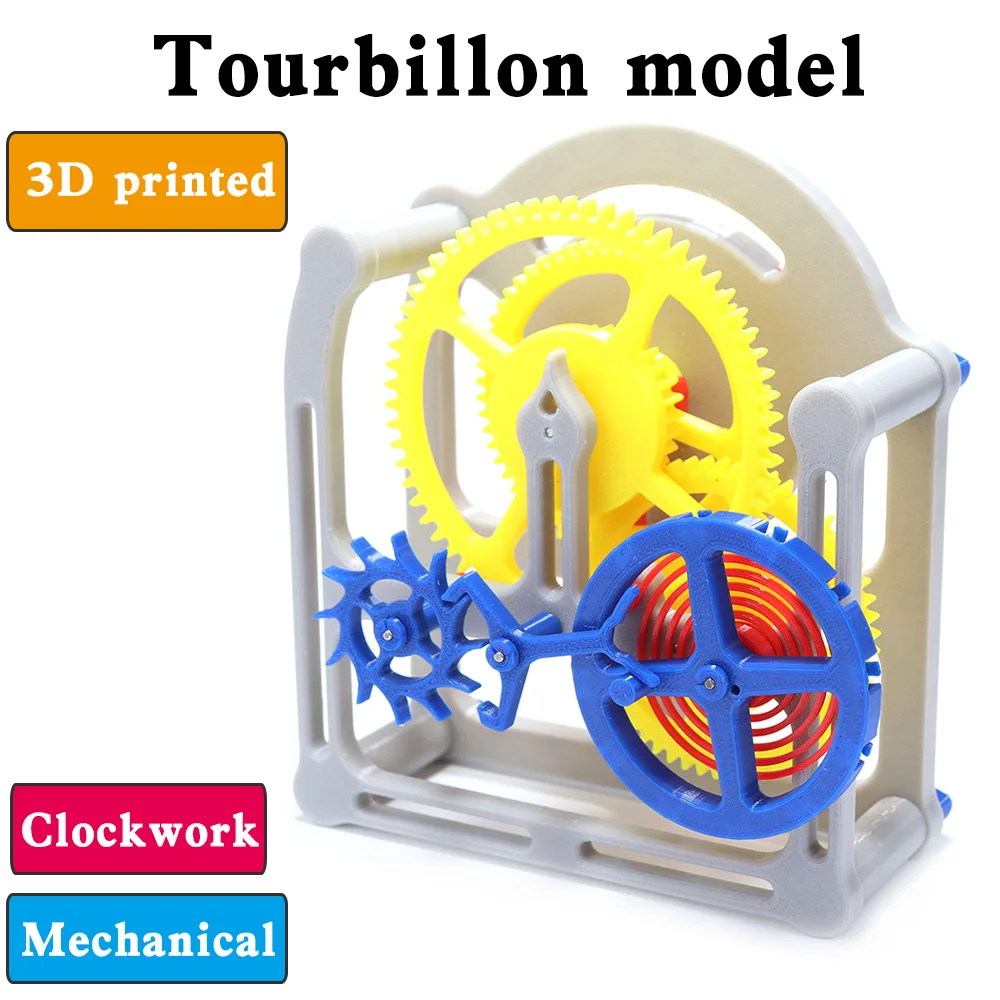 Mechanical-clock-model-3D-printed-Tourbillon-Metal-spring-gear-drive ...