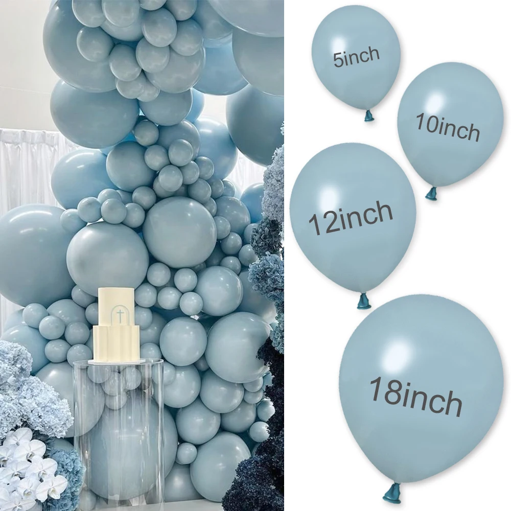 100Pcs Haze Blue Balloons 5/10/12/18" Ice Blue Latex Balloons Gender ...