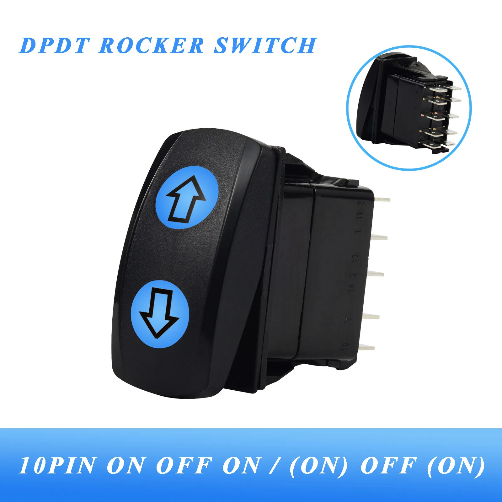 12V-Blue-Led-ARROWS-Rocker-Switch-Button-DPDT-10P-ON-OFF-ON-Momentary ...
