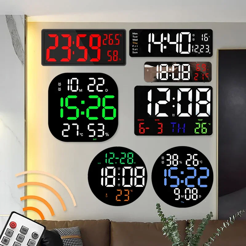 Large-Screen-LED-Digital-Wall-Clock-Temperature-Date-Display-Hanging ...