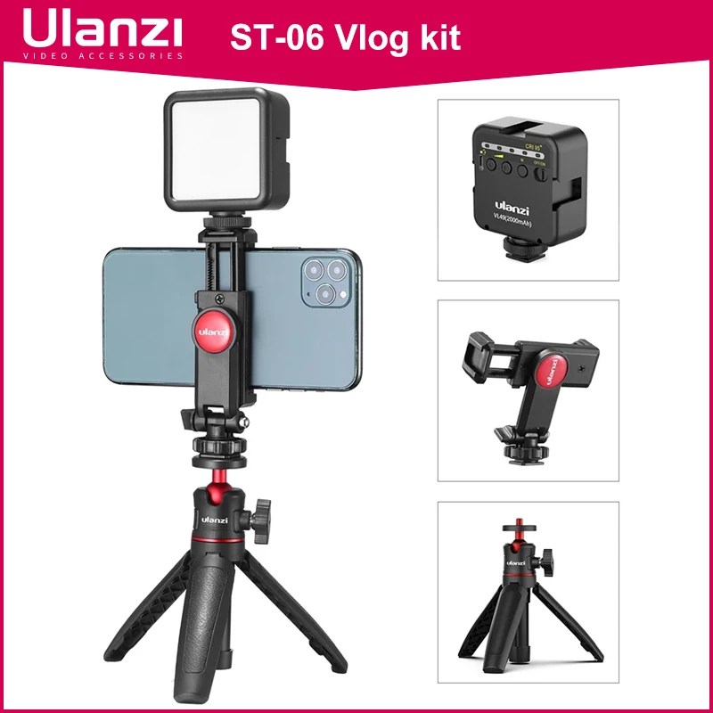 Ulanzi-ST-07-Vlog-Kit-Mini-LED-Video-Light-Extendable-Tripod-Cold-Shoe ...