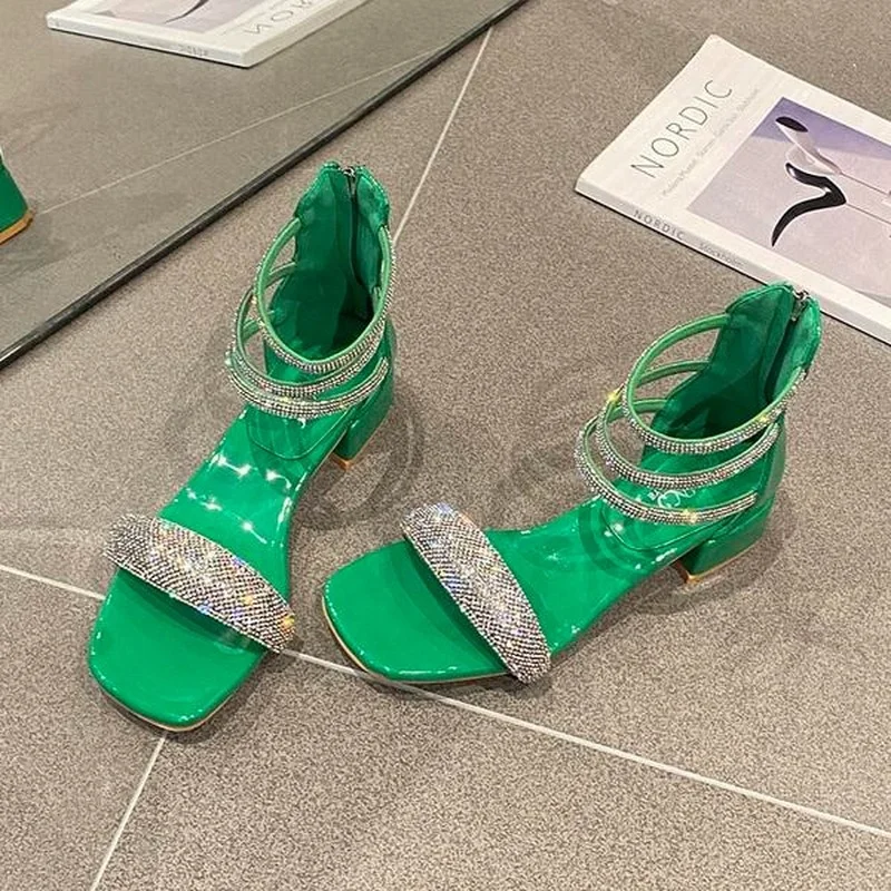 Sandalias De tacón alto con cremallera para Mujer, Zapatos cómodos con ...