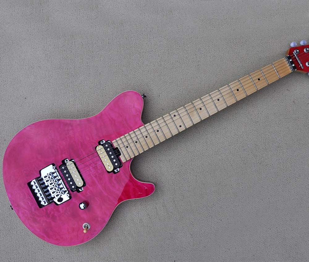 6-Strings-Pink-Electric-Guitar-with-Tremolo-Bridge-Maple-Fretboard ...