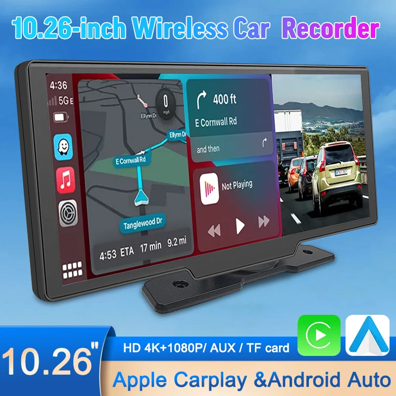 10-26-Inch-4K-Car-Stereo-Wireless-CarPlay-Android-Auto-Dash-Cam-GPS ...