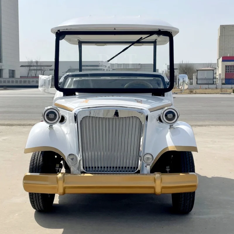 72V 6 Seater White Retro Electric Mini Electric Vintage Car Shuttle ...