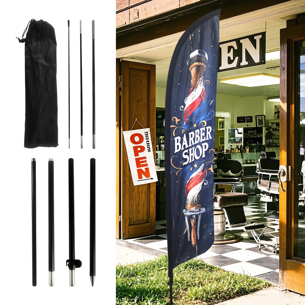 Barber Shop Haircut Feather Flag with Flagpole Outdoor Banner ...