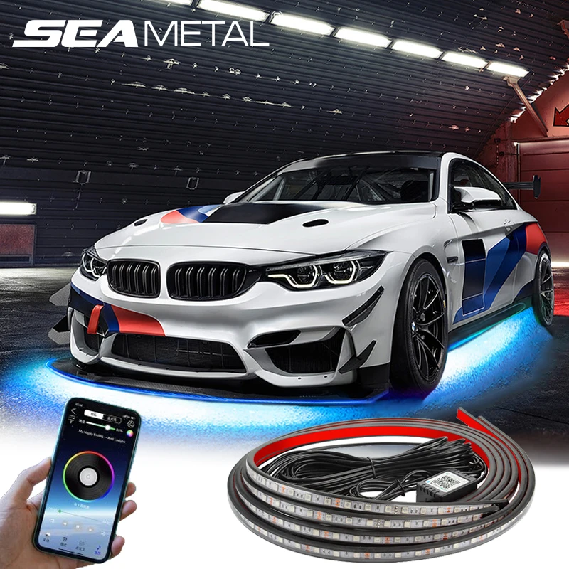 SEAMETAL-4Pcs-Car-Underglow-Light-Strip-Flexible-Led-Car-Underbody ...
