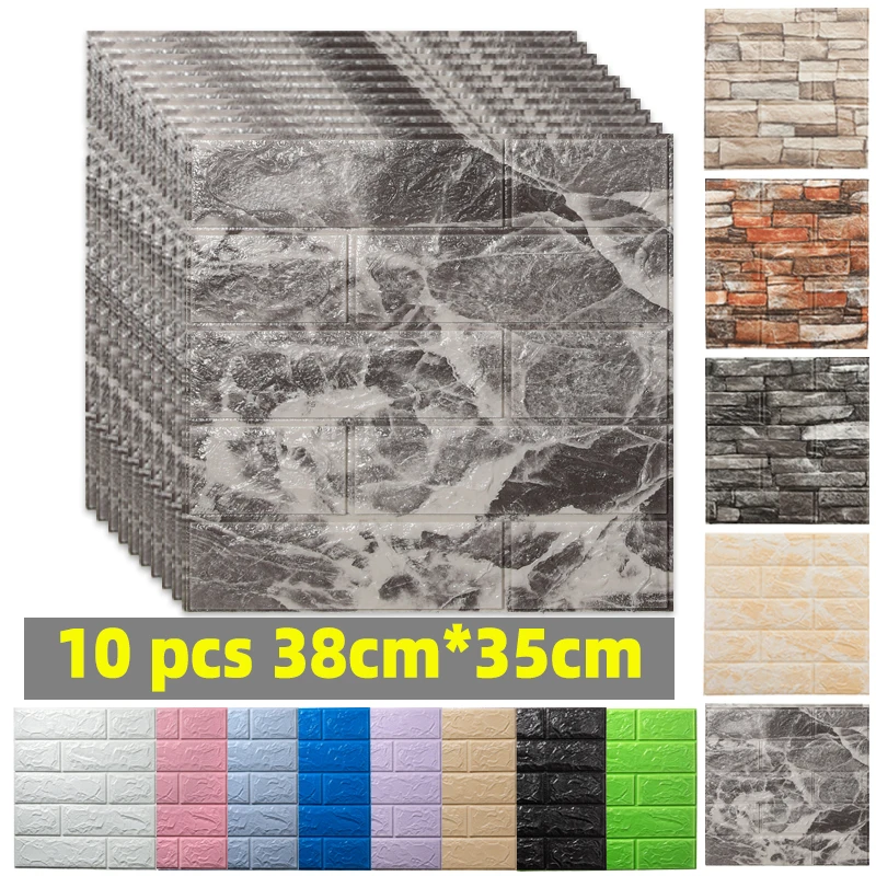 10pc-38X35cm-3D-Brick-Wall-Stickers-Self-Adhesive-Panel-home-Living ...