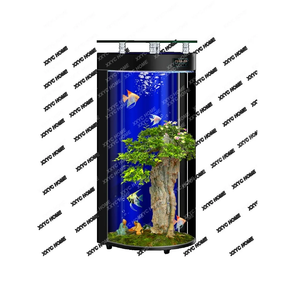 Fish-Tank-Living-Room-Small-Care-Free-Ecological-Filter-Semicircle ...