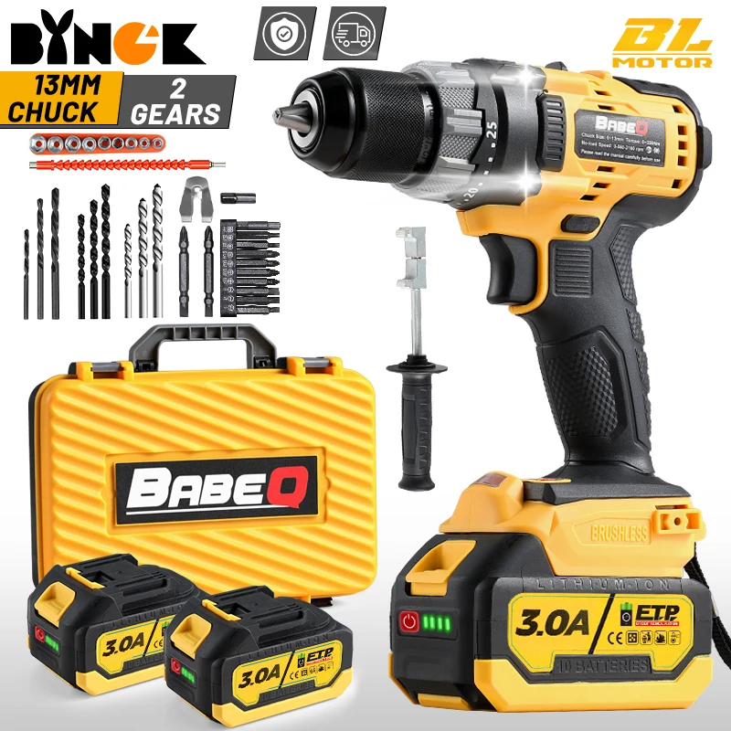 13MM-Brushless-Electric-Drill-25-3-Torque-Cordless-Impact-Charging ...