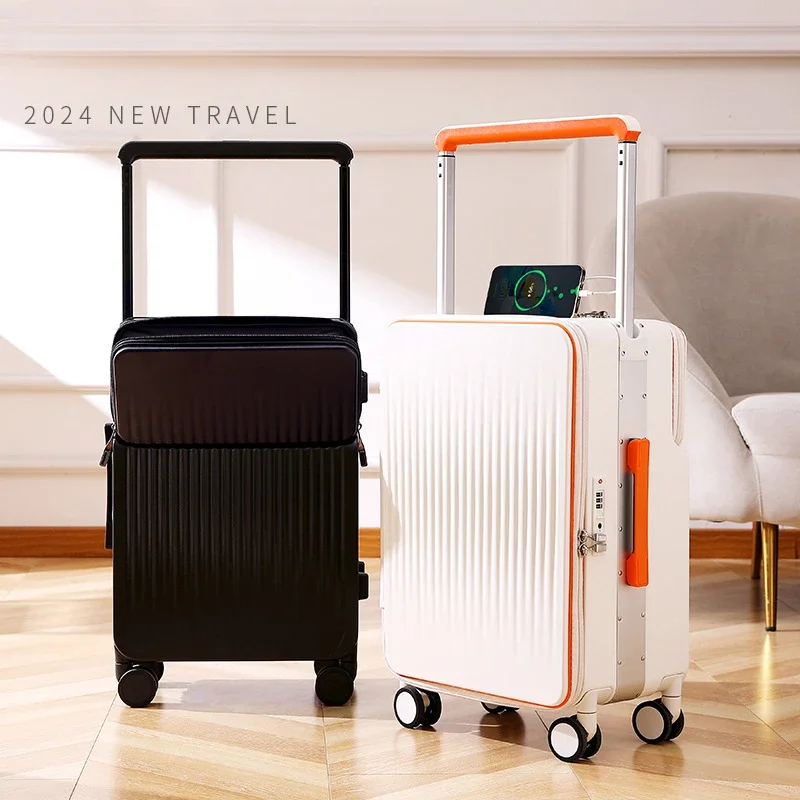 Wide Tie Rods Multifunction Rolling Luggage Mute Wheel Carry on Luggage ...