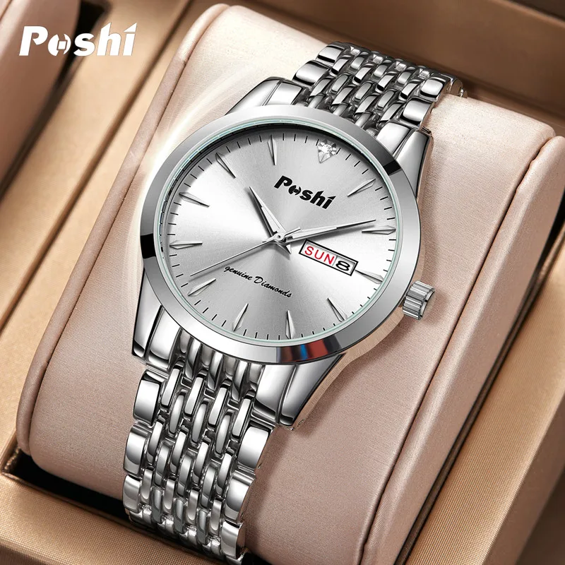 POSHI Quartz Wristwatch Men's Watches Fashion Luxury Stainless Steel ...