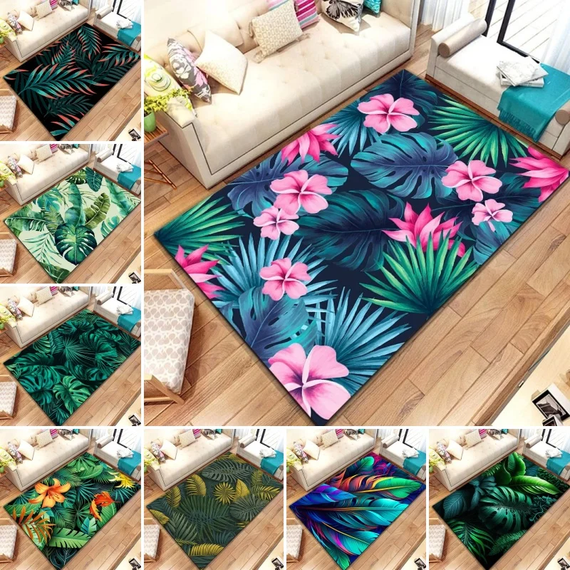 Tropical-Leaf-Pattern-Carpet-for-Living-Room-Bedroom-Plant-Decor-Floor ...
