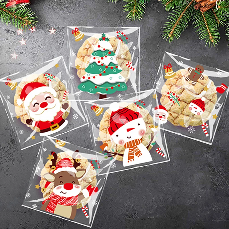 100Pcs-Christmas-Gift-Bag-Self-Adhesive-Cookies-Candy-Wrapping-Bag-New ...