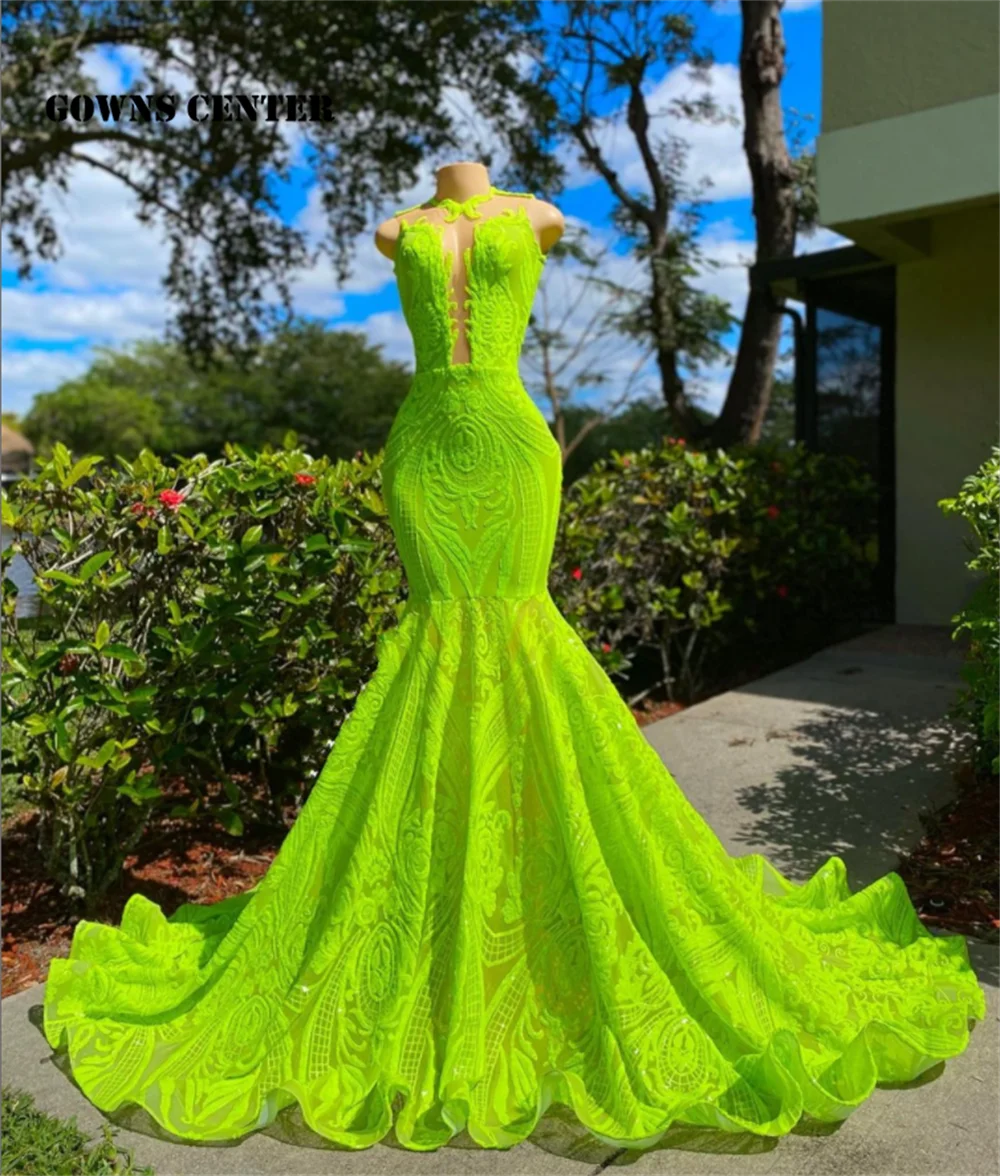 Fluorescent-Green-Squined-Lace-Mermiad-Prom-Dresses-For-Black-Girls ...