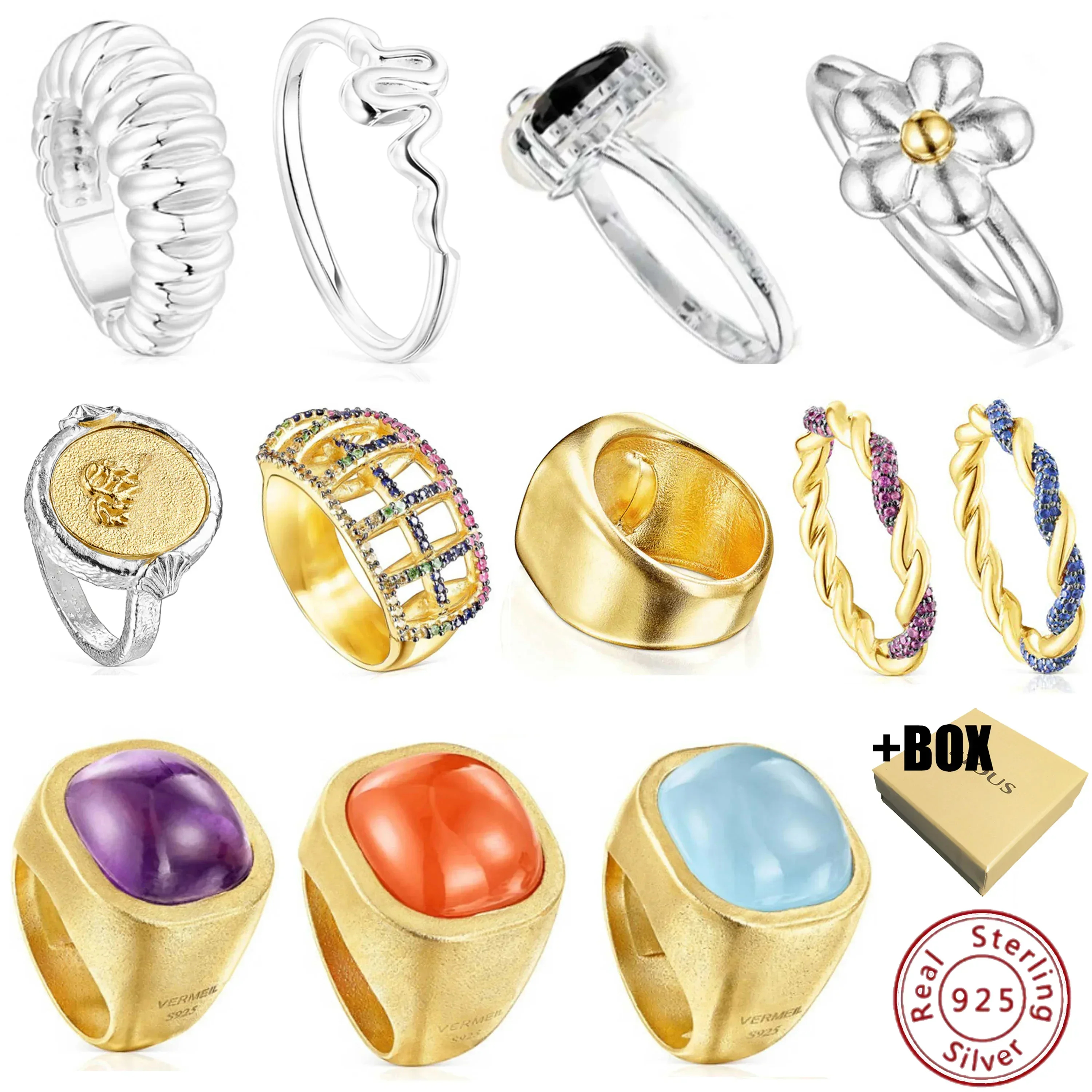 S925-Sterling-Silver-Spanish-Bear-Ring-casual-elegante-admir-vel-e ...