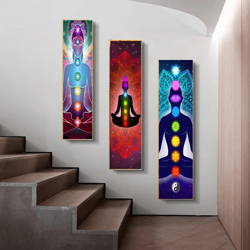 Indian-Buddha-Statue-Meditation-7-Chakra-Canvas-Painting-Decor-Poster ...