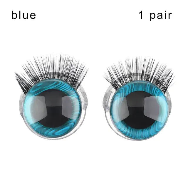 1Pair 20mm Super 3D Toy Eyes Glitter Craft Eyes with Eyelash Pad DIY ...